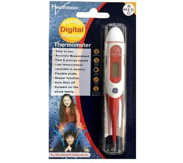 Healthease Digital Waterproof Thermometer (White, Red) | Makro