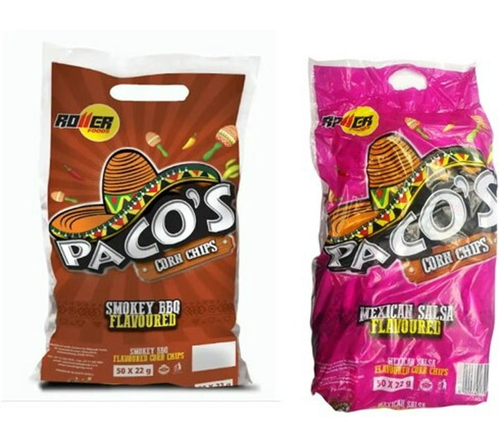 Paco's Corn Chips – Smokey BBQ & Mexican Salsa (2 Bags, 50 x 22g Each ...