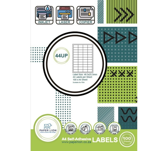 Buy Paper Lion 44 Up A4 Self-Adhesive Paper Label (White 100 Sheets) in ...