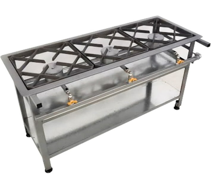 Buy Gas Boiling Table 3 Burner Cast Iron Manual Gas Stove (3 Burners ...