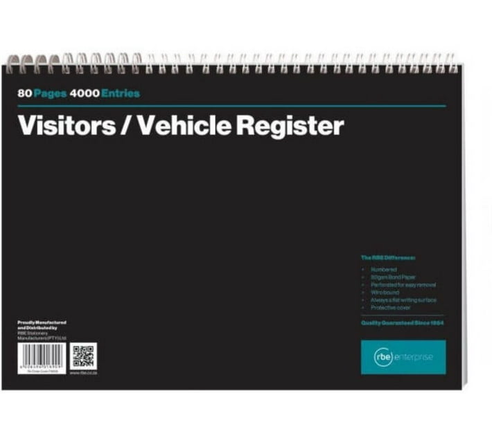 Buy RBE RBEF8909 Visitor & Vehicle Register (1 Sets) in Bulk | Makro ...