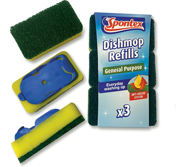 SPONTEX Dishmop General Refill 3 Pack Scrub Sponge (Regular, Pack of 3 ...