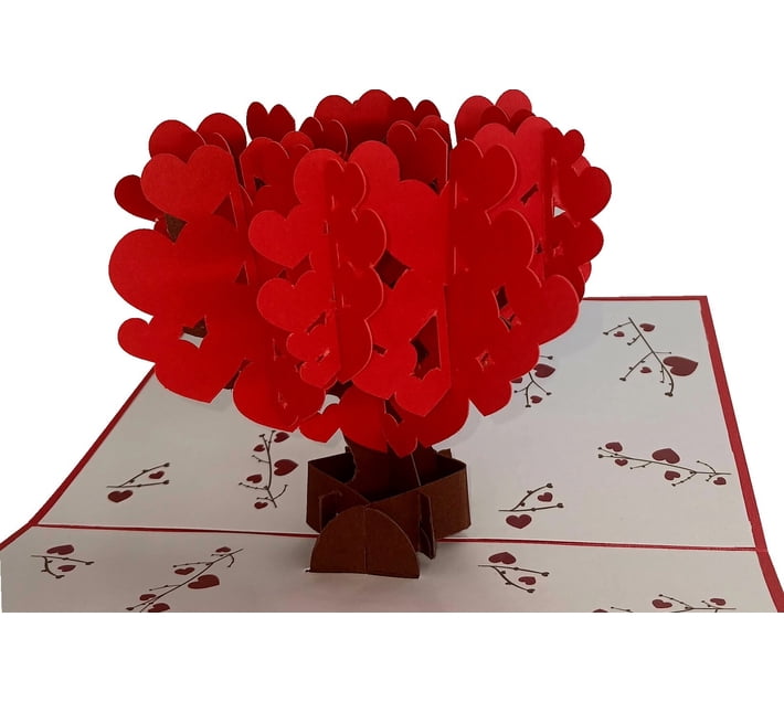 Pop-Up Love Heart-shaped Love Tree Red Pop-up Card Greeting Card (Pack ...