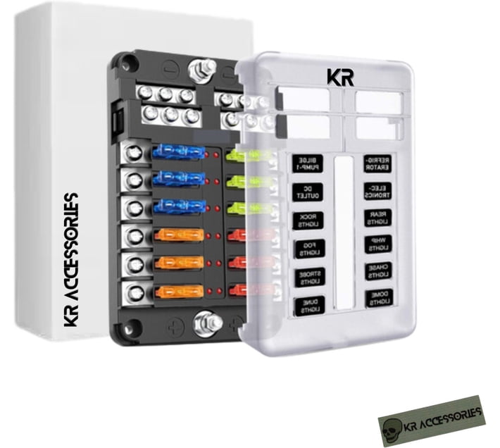 KR Accessories KR 12-Way Blade Fuse Block/ 12 Circuits Panel (12V) 12 ...