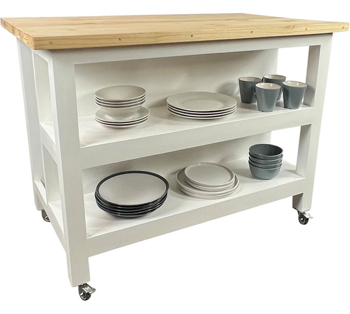 Refined Spaces Struisbaai Solid Wood Kitchen Island – with Shelves and ...