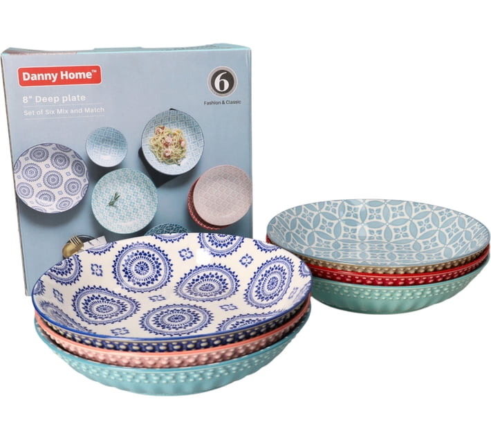 Danny home Ceramic Pasta Bowl YNHG (Pack of 6, Multicolour) | Makro