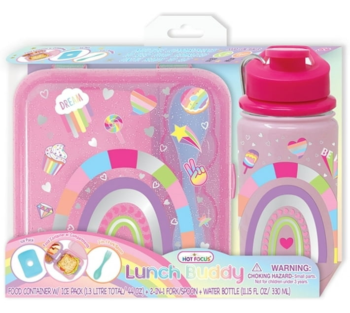 Hot Focus Rainbow 3 Piece BPA Free Bento Box with Water Bottle 4 ...