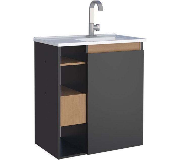 Designer Concepts Lotus 60 Wooden Bathroom Vanity Wall Mount -Black ...