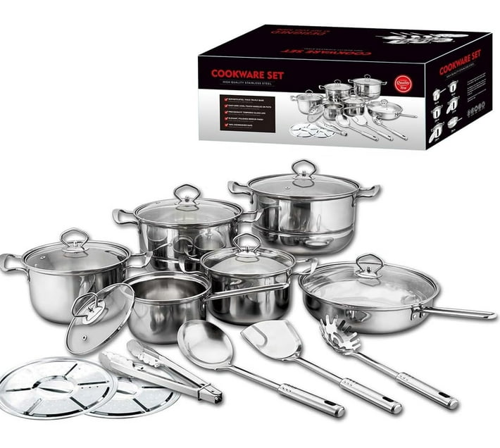 Generic 258024 Non-Stick Coated Stainless Steel Cookware Set (18 ...