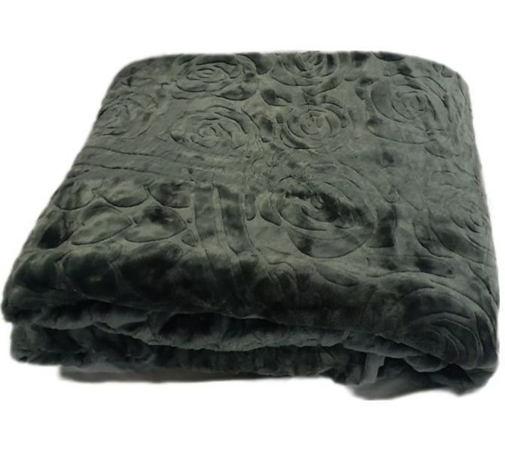 SMTE Solid Double Mink Blanket for Mild Winter (Woollen Blend, Grey) | Makro