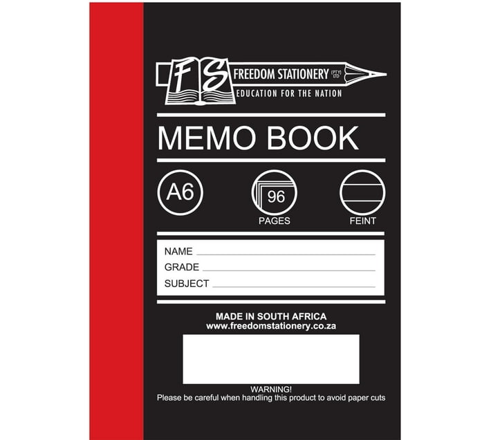 Freedom 96 Pages Memo Books - Hard Covers A6 Memo Book Feint (Black ...