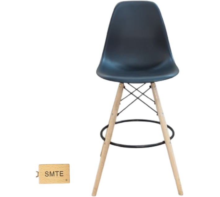 Buy SMTE Apollo Bar Stools Solid Wood Bar Stool (Finish Colour - Black ...
