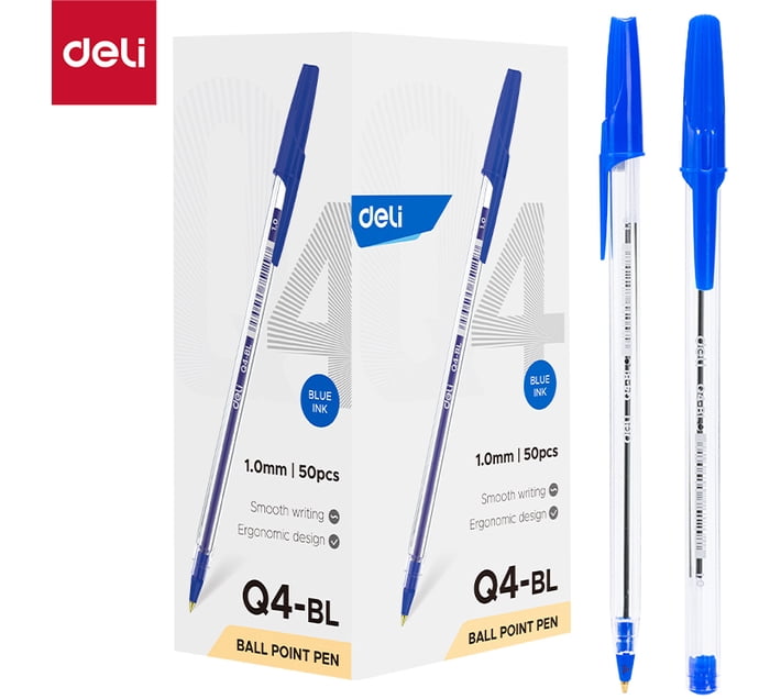 DELI Stationery Deli THINK Ballpoint Pen Ball Pen (Pack of 50, blue ...