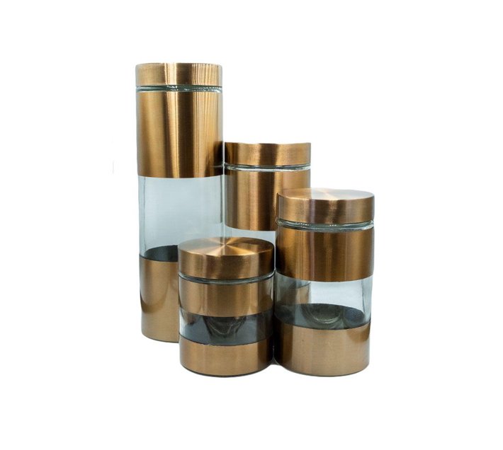 Someone’s in a Makro Canister Set 4Pc Glass With Steel Decal And Lid ...