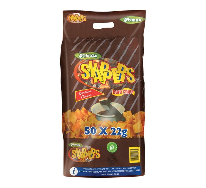 Someone’s in a Makro Frimax Snappers Corn Chips Balers BBQ (50 x 22g) Mood