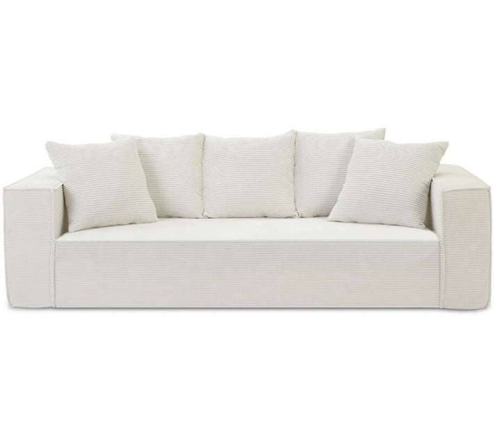 Comfy Home Furnitures Corduroy 3-Seater Sofa Couch- Cream Corduroy 3 ...