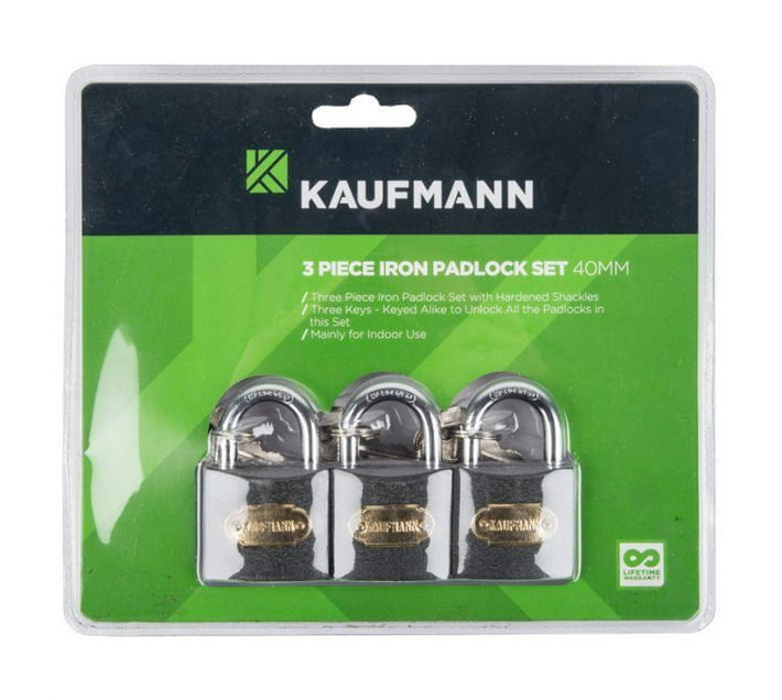 Kaufmann - Steel Lock Set 3 Piece 40Mm | Makro