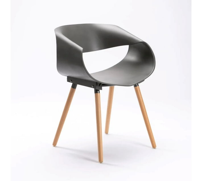 VIVIDITTO Solid Wood Dining Chair (Set of 1, Finish Colour - GREY) | Makro