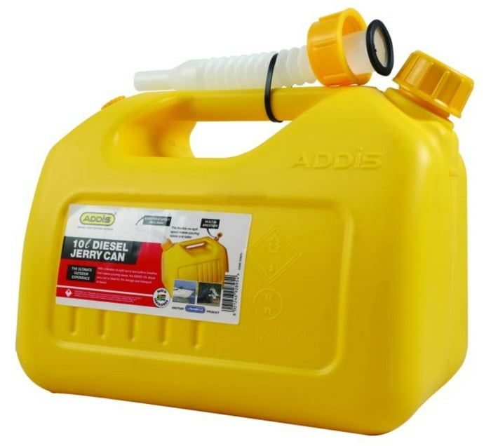 Addis 10L Plastic Yellow Diesel Jerry Can with Spout 7436YL 10 L Fuel ...