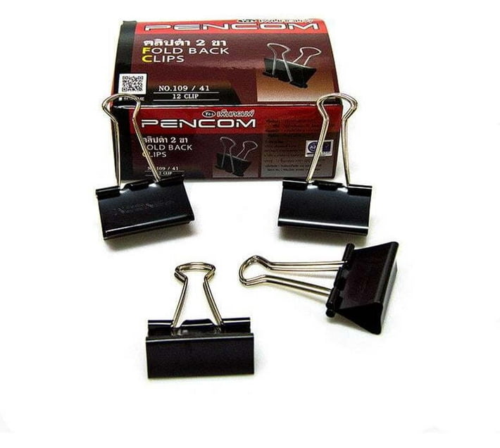 Pencom 41 Metal Binder Clip (12, Black) | Makro