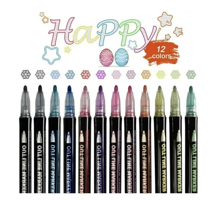 Someone’s in a Makro Shimmer Outline Markers 12 Colors Double Line ...