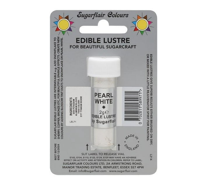 SugarFlair Edible PEARL WHITE Lustre Powder Food Colour Icing Cake ...