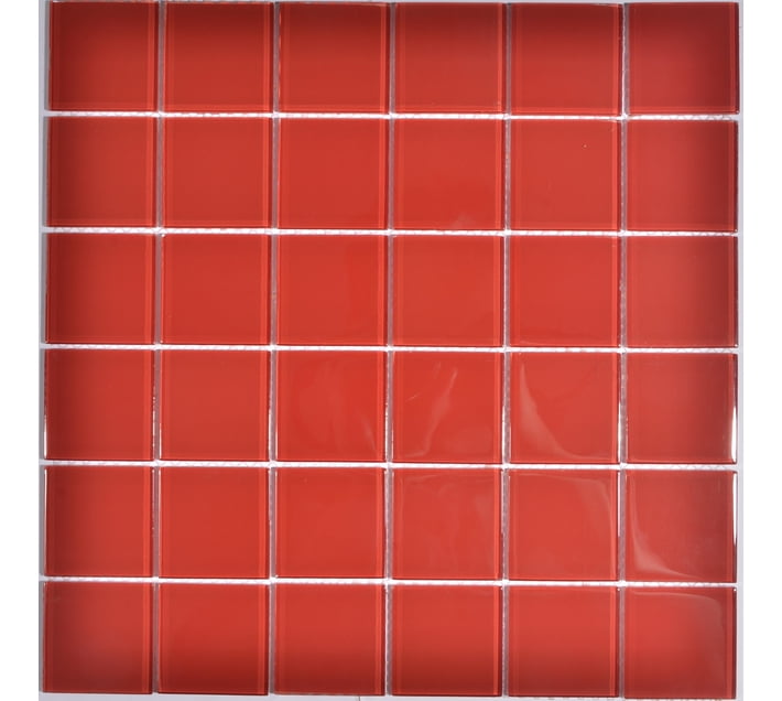 Earthstone Glass Mosaic - Red 48mm (per sheet) Glossy Modern ...