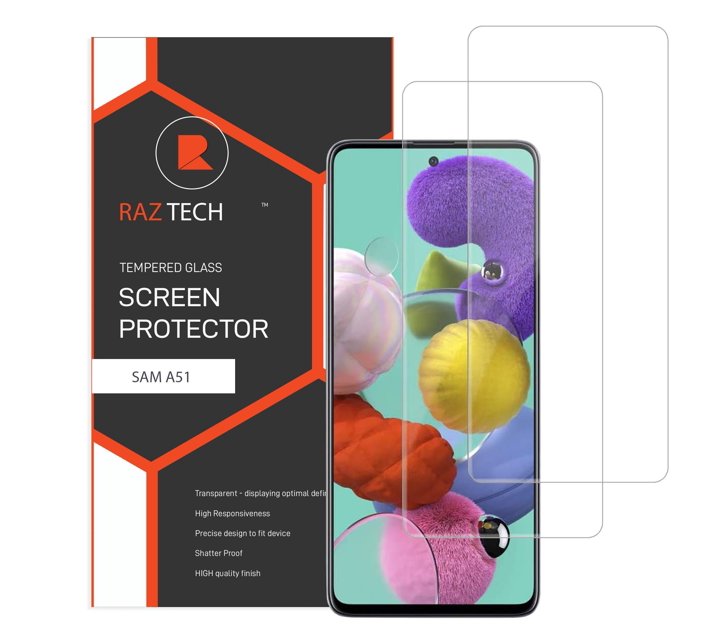 Raz Tech Tempered Glass for Samsung Galaxy A51 SM-A515F (Pack of 2) | Makro