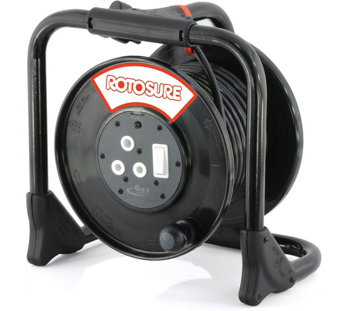 rotosure 30m 10amp Double Plug Heavy Duty Extension Reel (4813)) Three ...