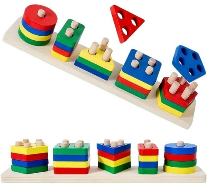 Ojees Stackable Blocks Wooden Blocks (Multicolour) | Makro
