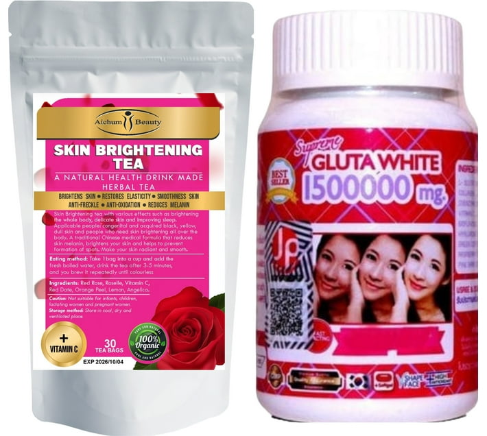 Zahra Beauty Skin Brightening Tea and Supreme Gluta White 1500000mg (30 ...