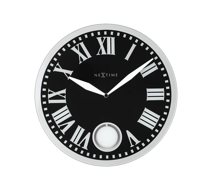 Someone’s in a Makro NeXtime 43cm Romana Glass Round Wall Clock - Black ...