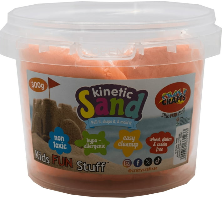 Crazy Crafts Kinetic Sand Orange 300g Clay Art & Moulding Art and Craft ...