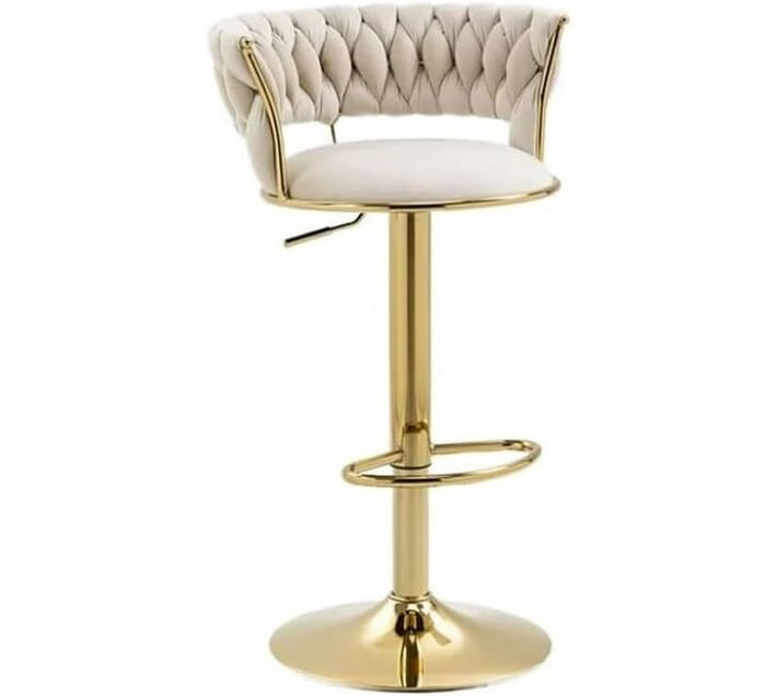 bar chair Fabric Bar Stool (Finish Colour - Silver, Pre-assembled) | Makro