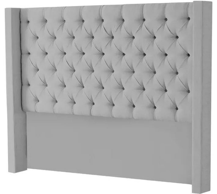 Dreamy Comfort Henna Velvet Wingback Headboard-Queen- Grey Bed Frame ...