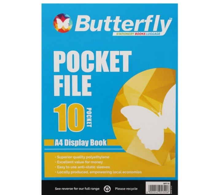 Butterfly Plastic Pocket File (Set of 1, Multicolour) | Makro