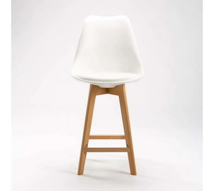 Lica Wooden Kitchen Stool - White Solid Wood Bar Stool (Finish Colour ...