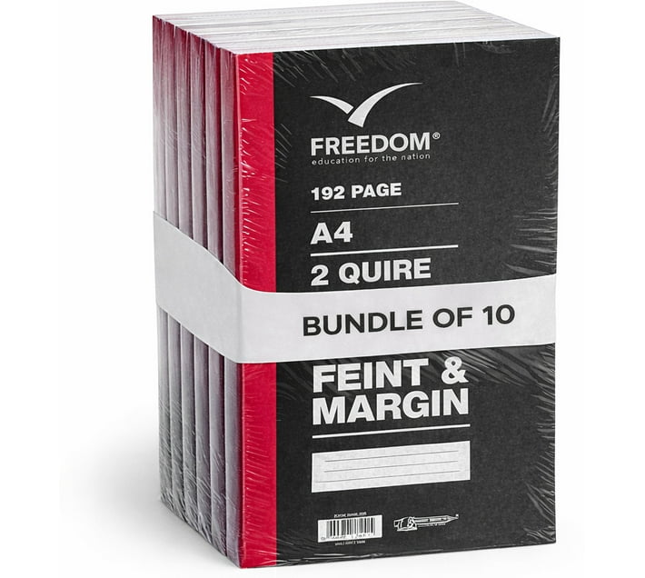 Buy Freedom A4 2 QUIRE Notebook A4 Note Book Feint & Margin (White) in ...