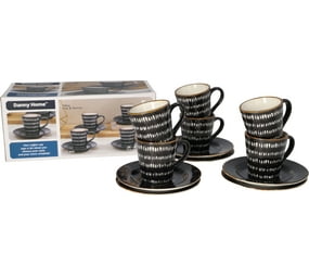 Danny Home Pack of 12 Ceramic (Black, White, Cup and Saucer Set) | Makro