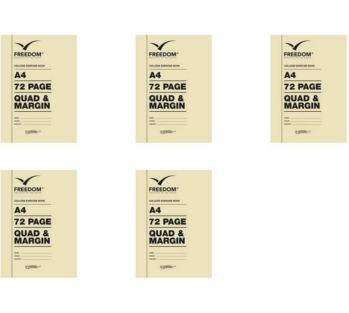Buy Freedom 72 Pages College Books A4 Notebook Quad and Margin (Beige ...