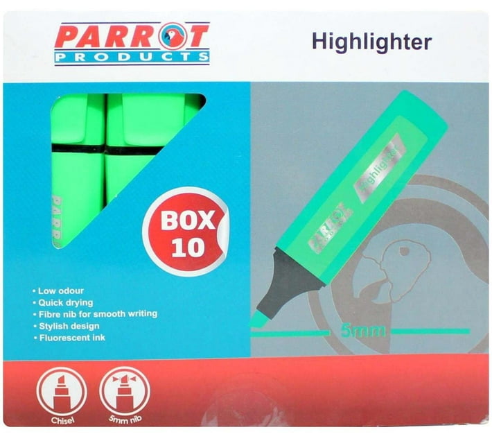Buy Parrot Products Highlighter Marker Box (10 Markers - Green ...