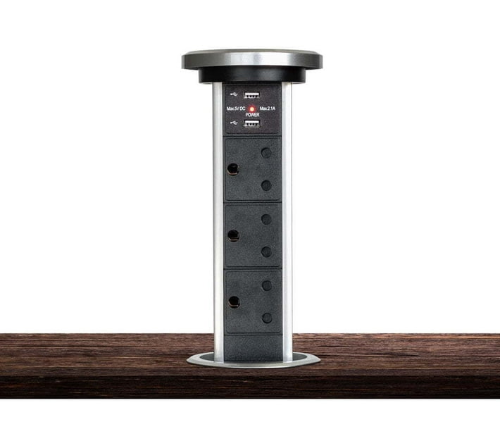 LinkQnet Motorised Wireless Charging 3 Socket Extension Boards (Black ...