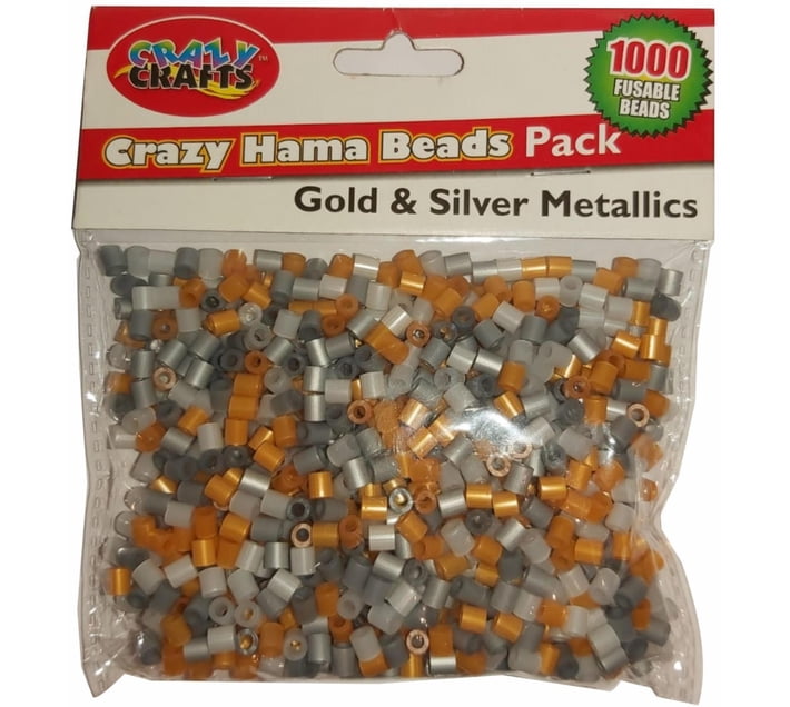 Crazy Crafts hama beads pack - gold & silver Beads Art and Craft Kit ...