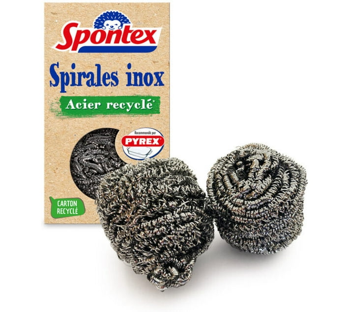 SPONTEX Eco Spiral Scourer 2 Pack Stainless Steel Scrub (Regular, Pack ...