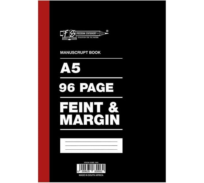 Feint And Margin 6009635830475 A5 Note Book Ruled (Black 5 Pack ...