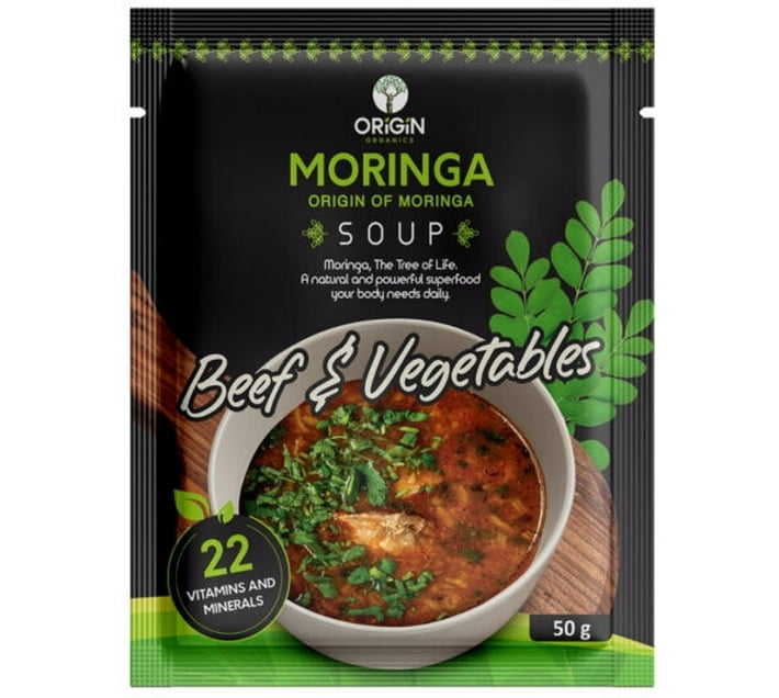 Origin Organics Moringa Hearty Beef Soup 50g Plant-Based Protein (50 g ...