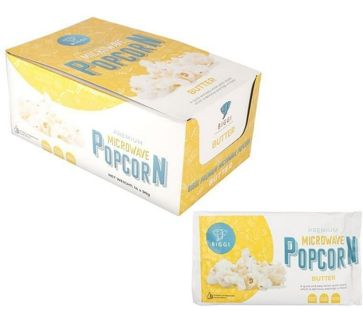 Biggi Popcorn - Treats - Microwave - Butter - 100 g - 6 Pack Butter ...