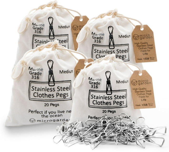 Microgarden Stainless Steel Cloth Clips (Silver Pack of 4) | Makro