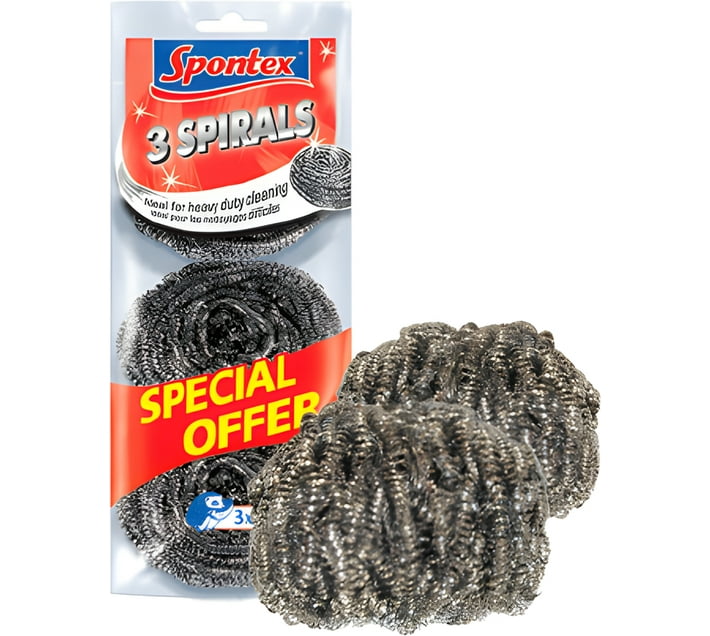 SPONTEX Spiral Scourers 3 Pack Stainless Steel Scrub | Makro