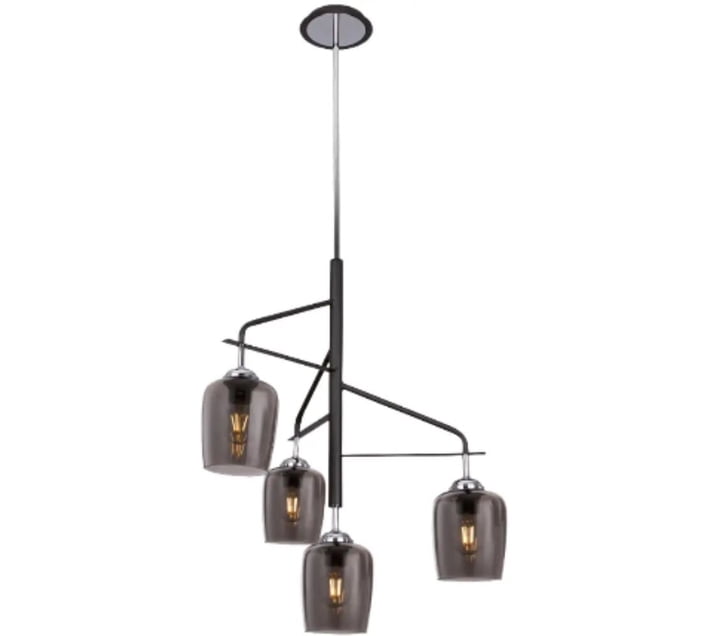 Buy Brightstar CH246/4 Metal Chandelier LED Ceiling Lamp (Black) in ...